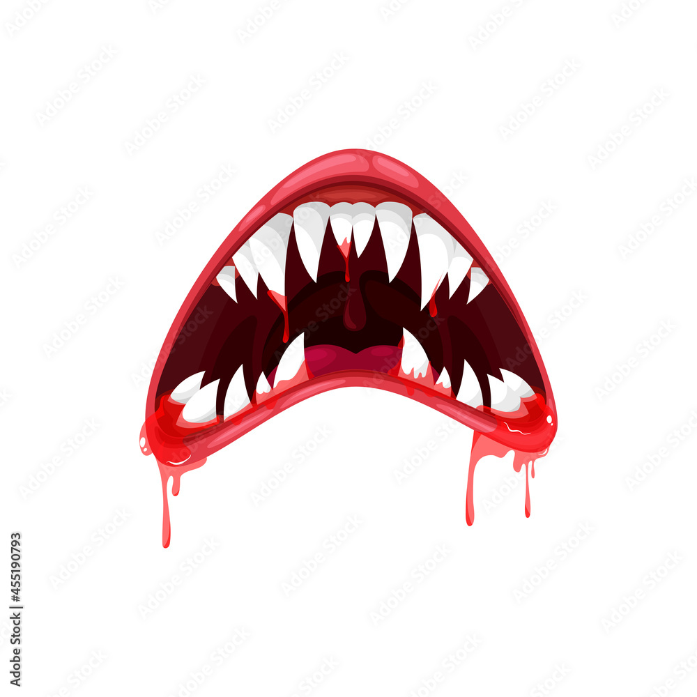 Monster mouth vector icon, creepy yelling alien beast jaws with sharp ...