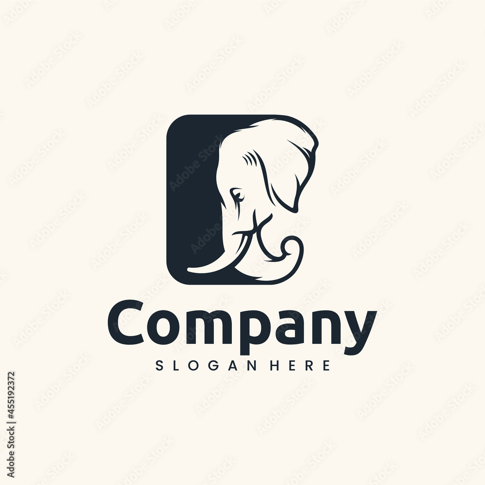 elephant head logo template Stock Vector | Adobe Stock