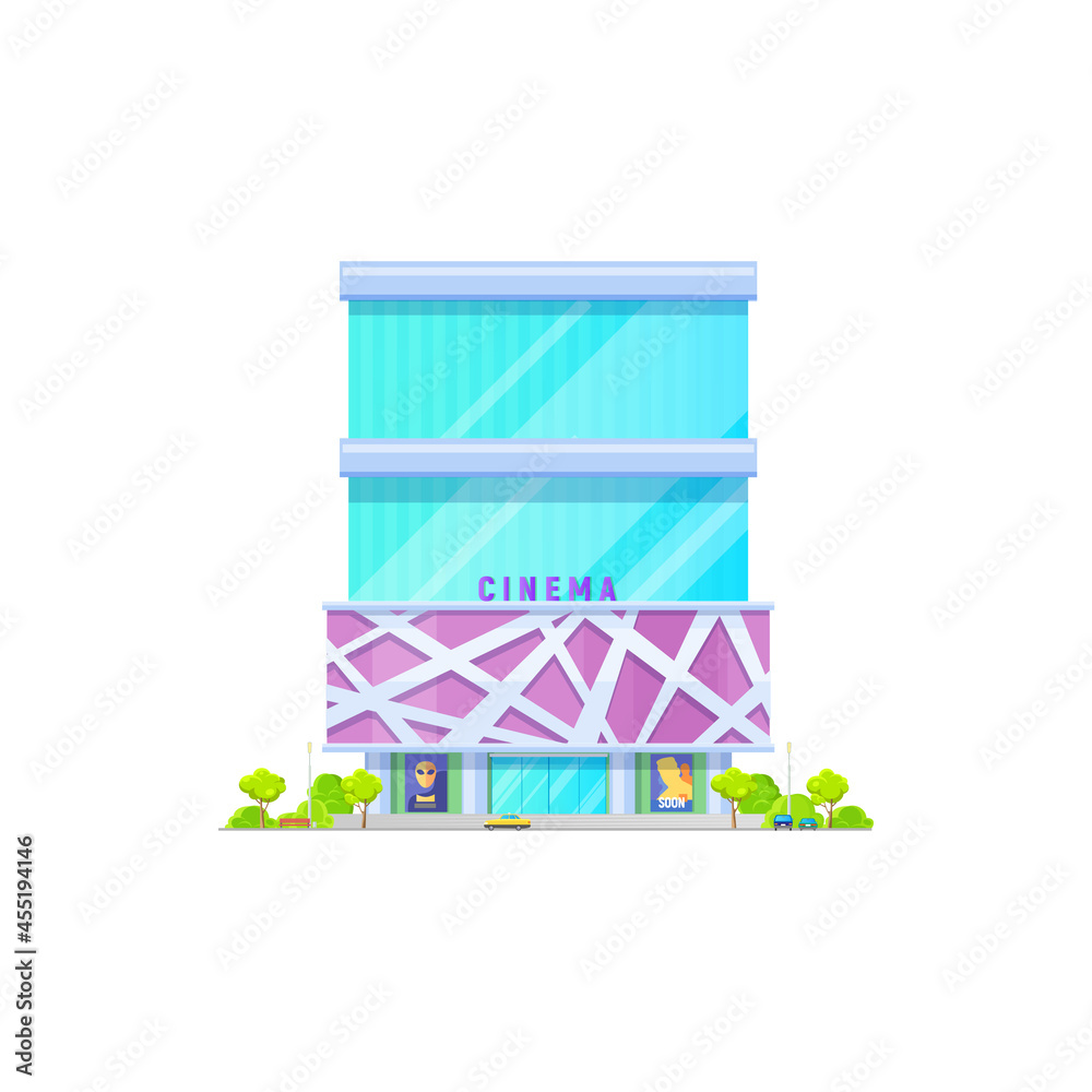 Cinema movie theater building, city modern architecture, vector ...