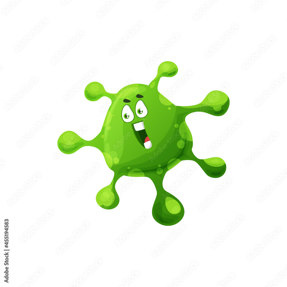 Comic virus isolated green germ mutant, kids illness character. Vector ...