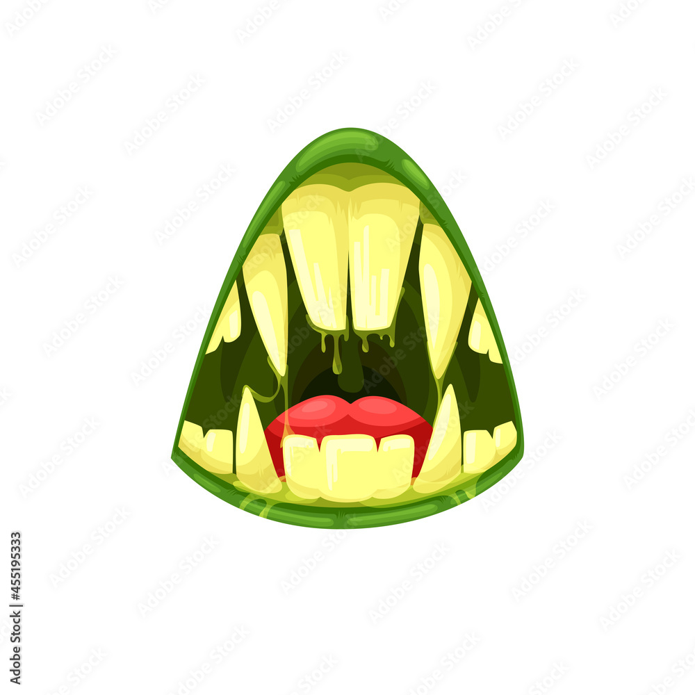 Monster mouth vector icon, creepy alien jaws with sharp teeth, huge ...