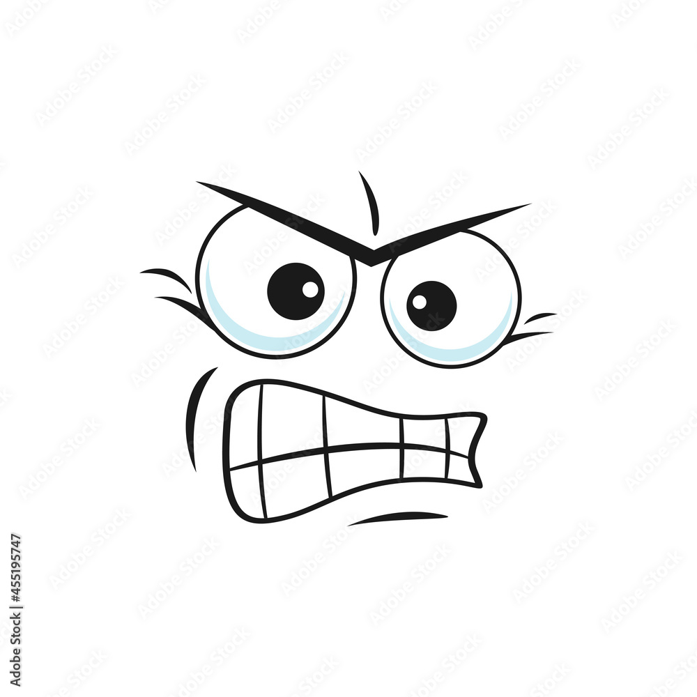 Questionable angry smiley, doubtful angry face expression isolated ...