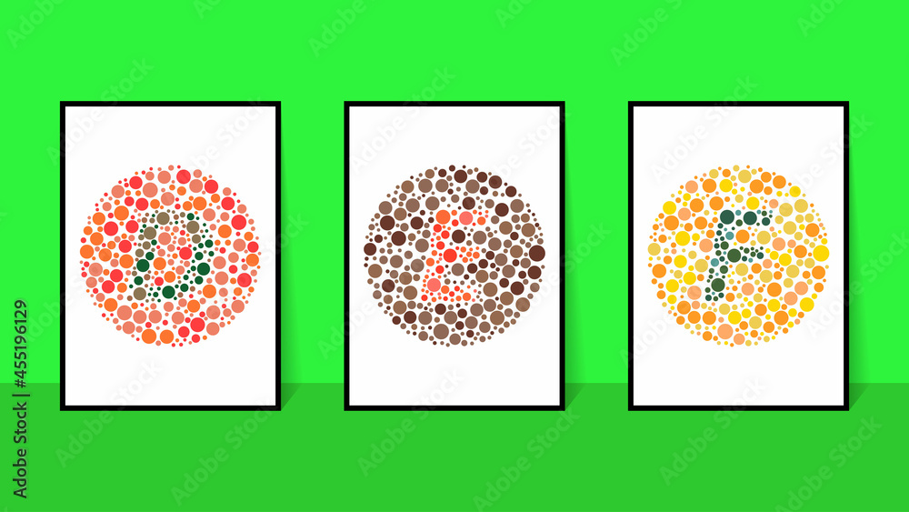 vector graphic of color blind Test. Ishihara Test daltonism color ...
