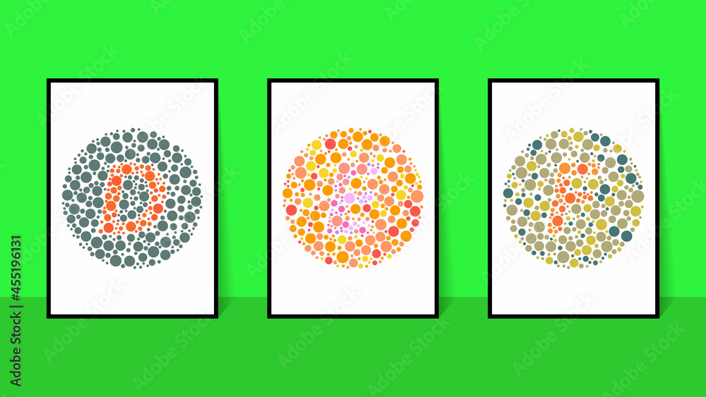 vector graphic of color blind Test. Ishihara Test daltonism color ...