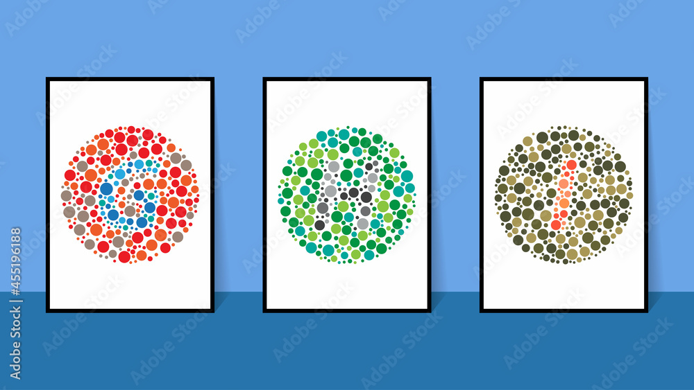 vector graphic of color blind Test. Ishihara Test daltonism color ...