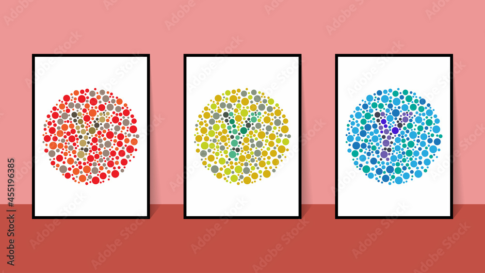 vector graphic of color blind Test. Ishihara Test daltonism color ...