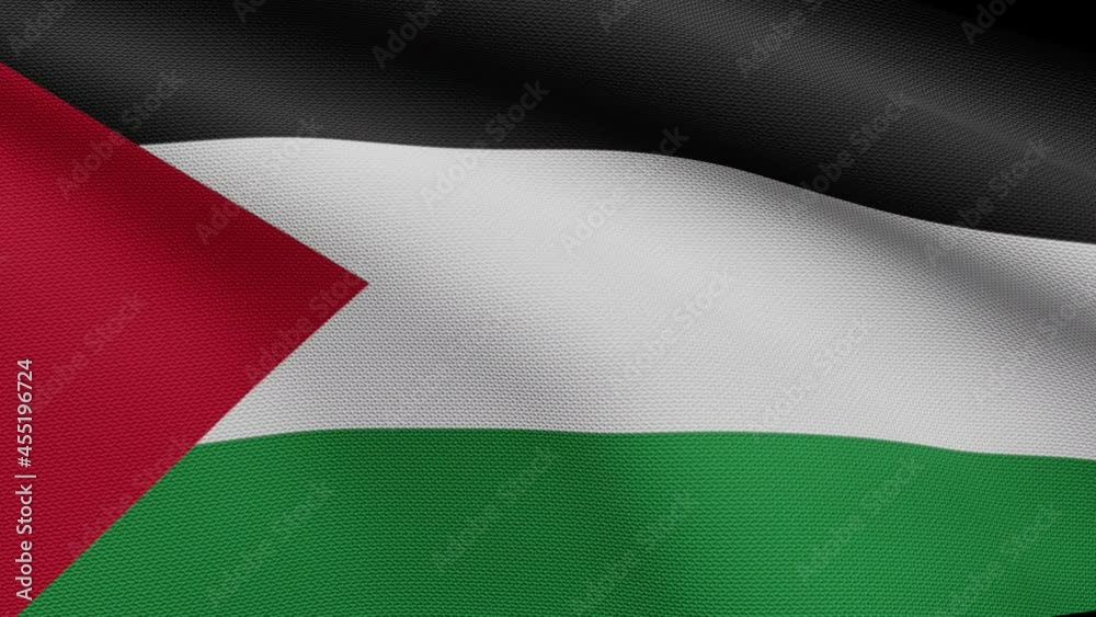 3D, Palestinian flag waving on wind. Palestine banner blowing, soft and ...