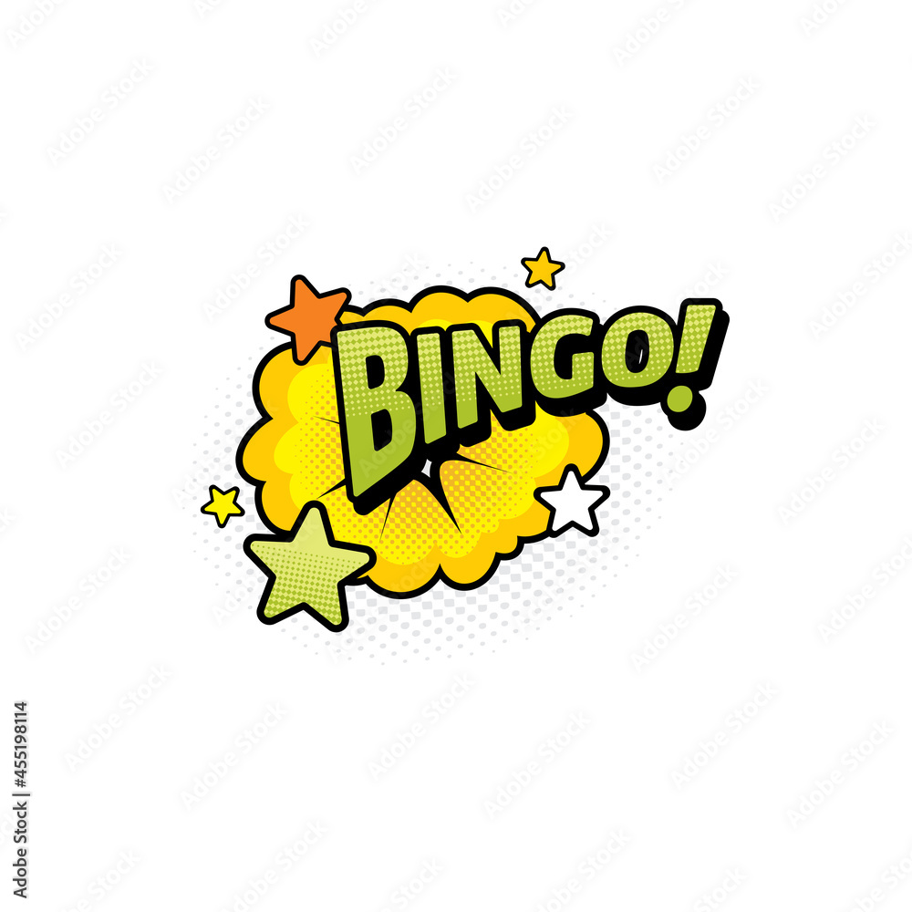 Bingo pop art comic bubble isolated vector icon. Cartoon retro sound ...