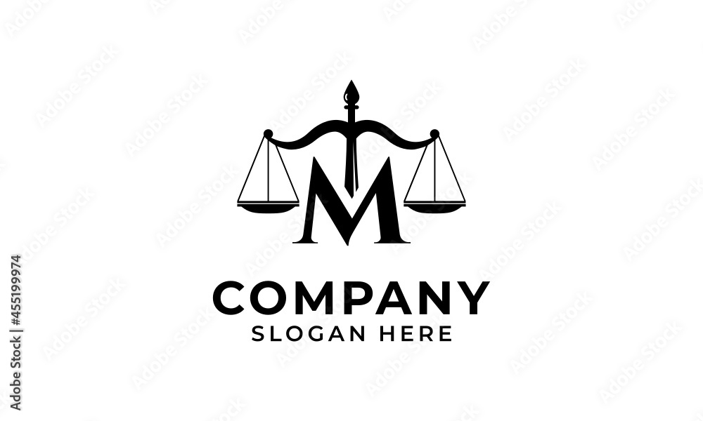 M Logo initial M legal attorney Icon company Design Vector Scale of ...