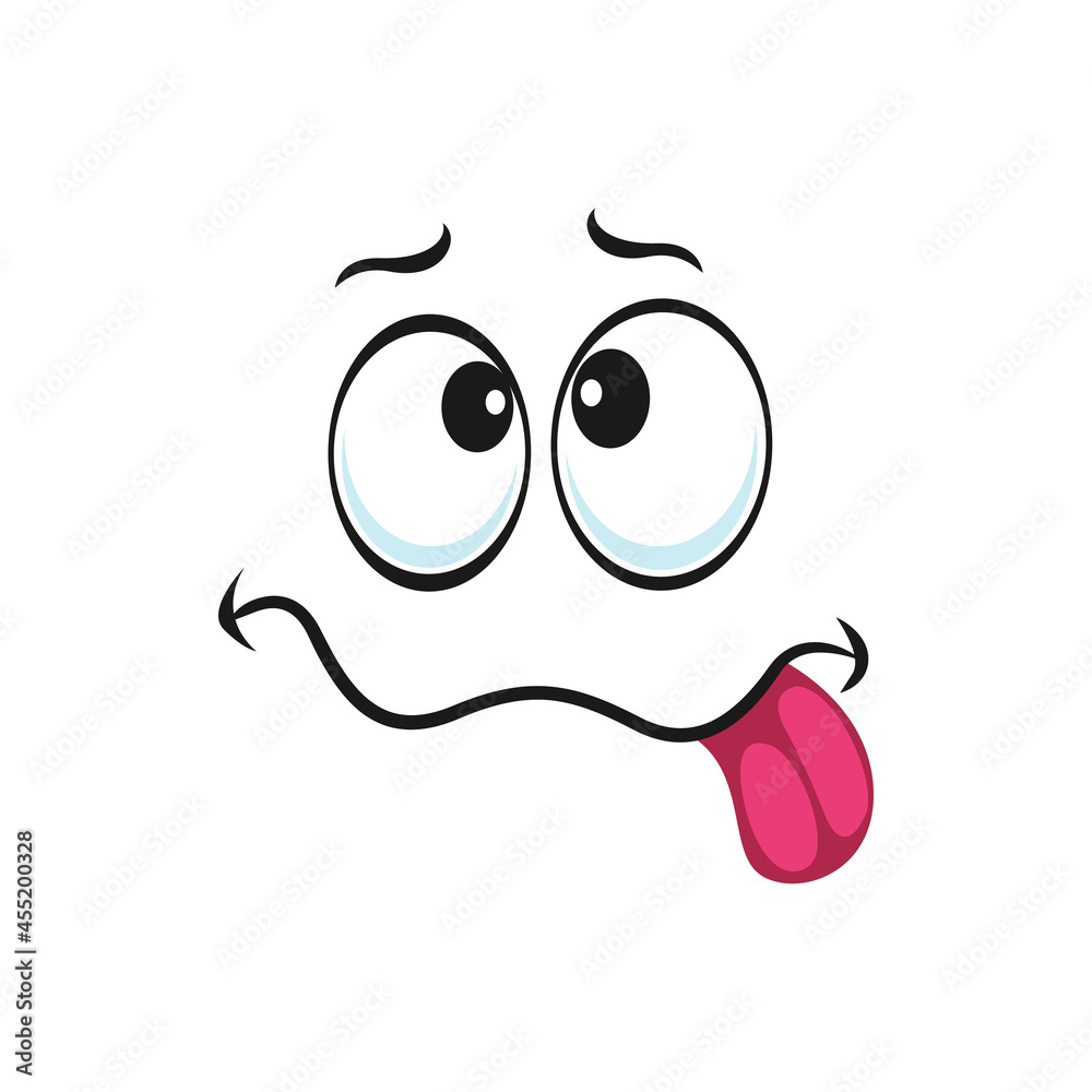 Strange Stupid Emoticon Teasing Person With Curved Smile Showing