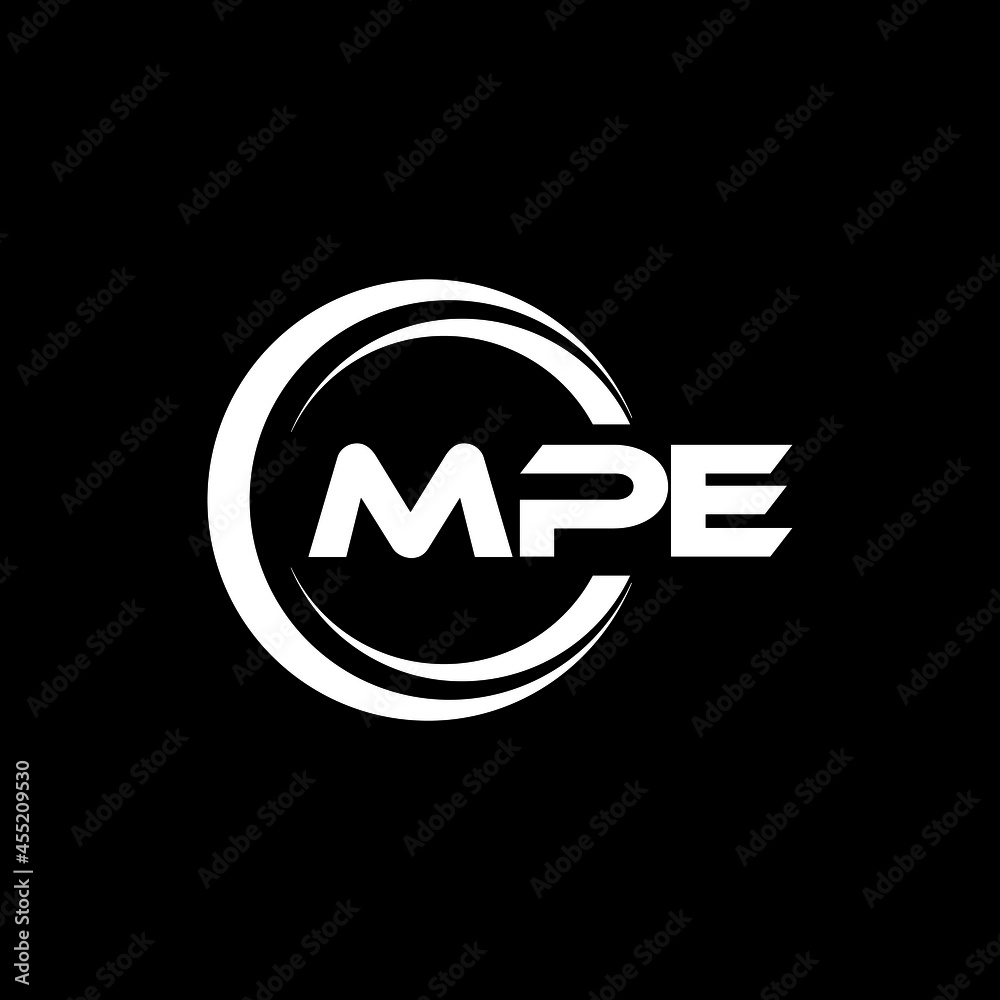 MPE letter logo design with black background in illustrator, vector ...