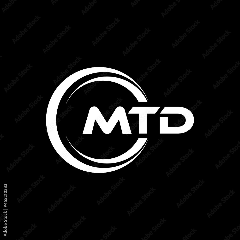 MTD letter logo design with black background in illustrator, vector ...