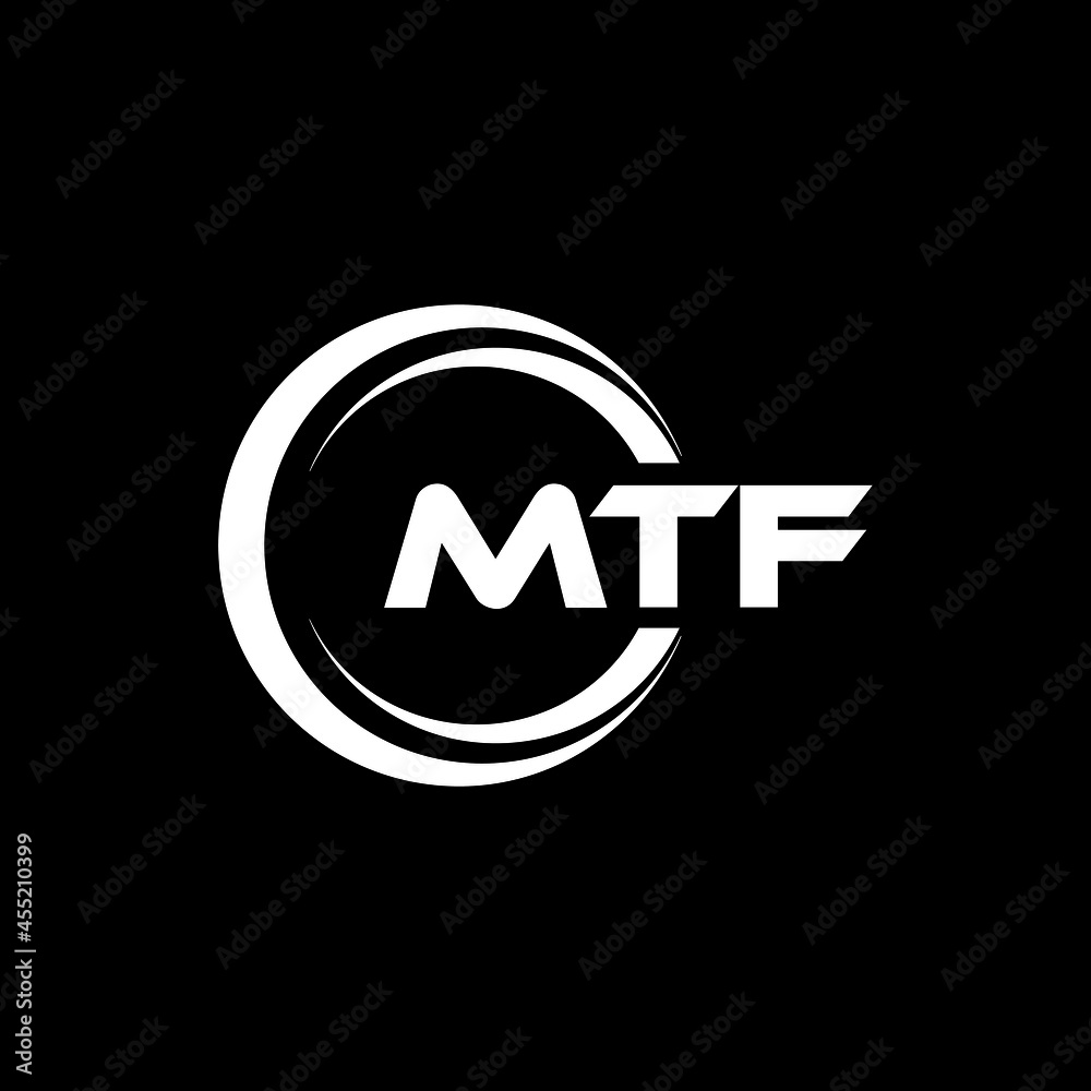 Vecteur Stock MTF letter logo design with black background in ...