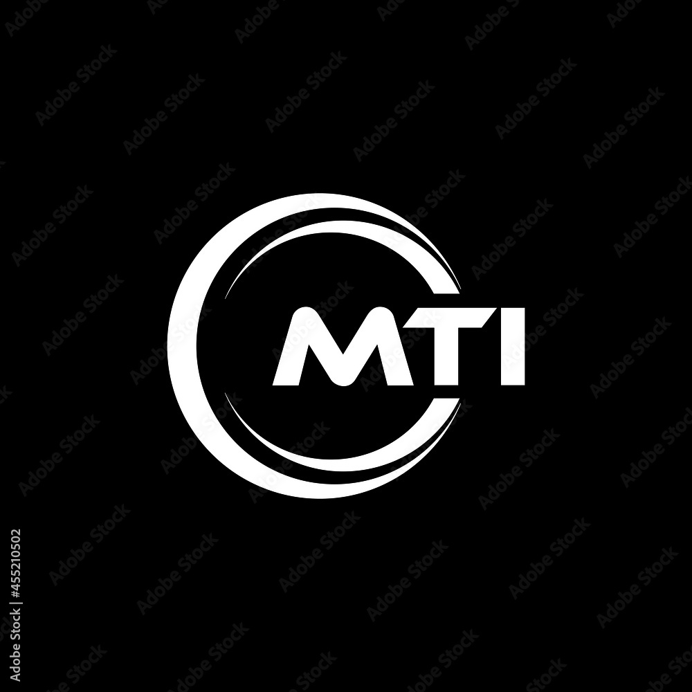 MTI letter logo design with black background in illustrator, vector ...