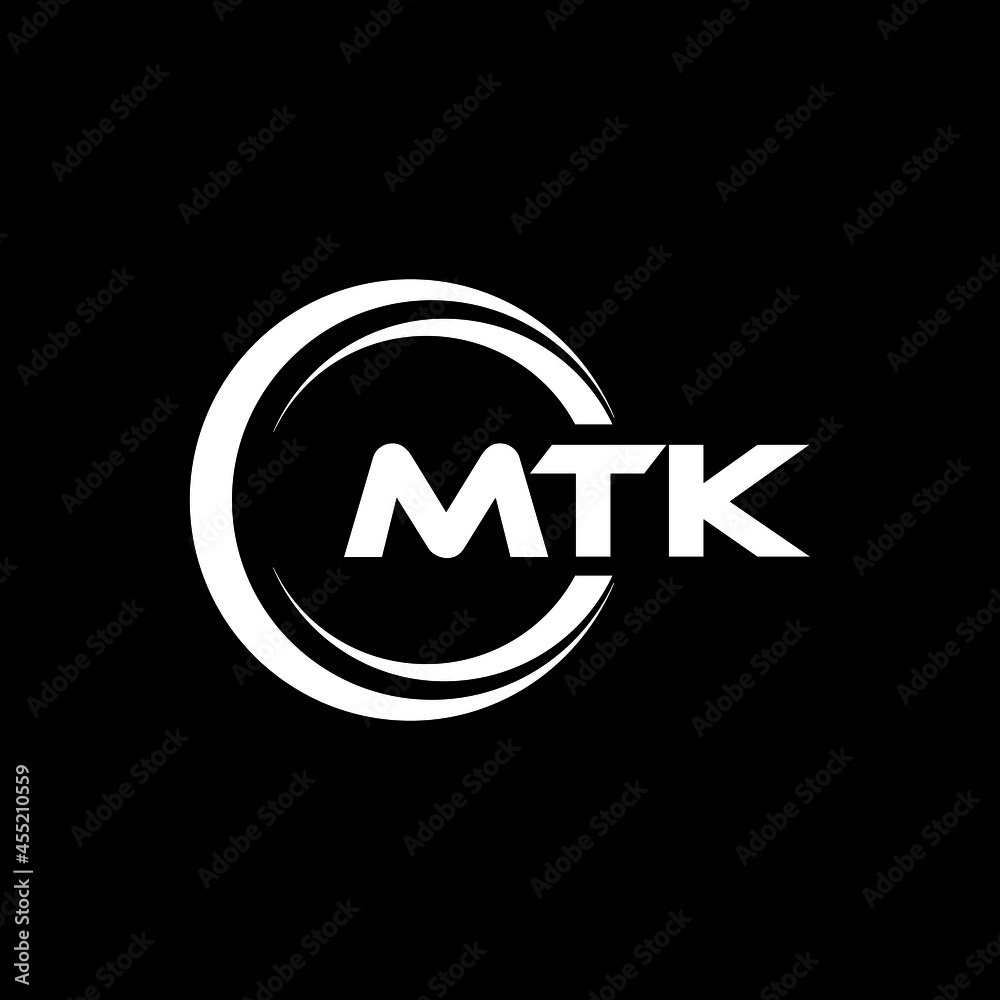 Vecteur Stock MTK letter logo design with black background in ...