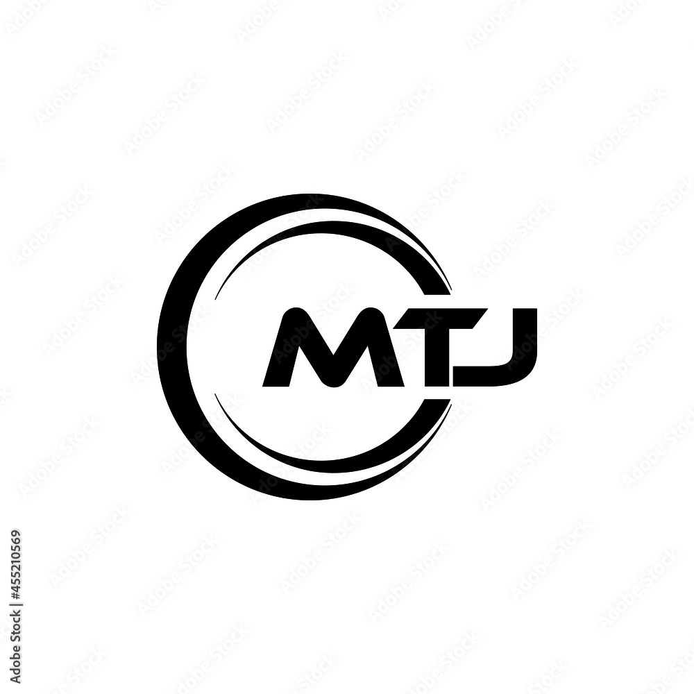 MTJ letter logo design with white background in illustrator, vector ...
