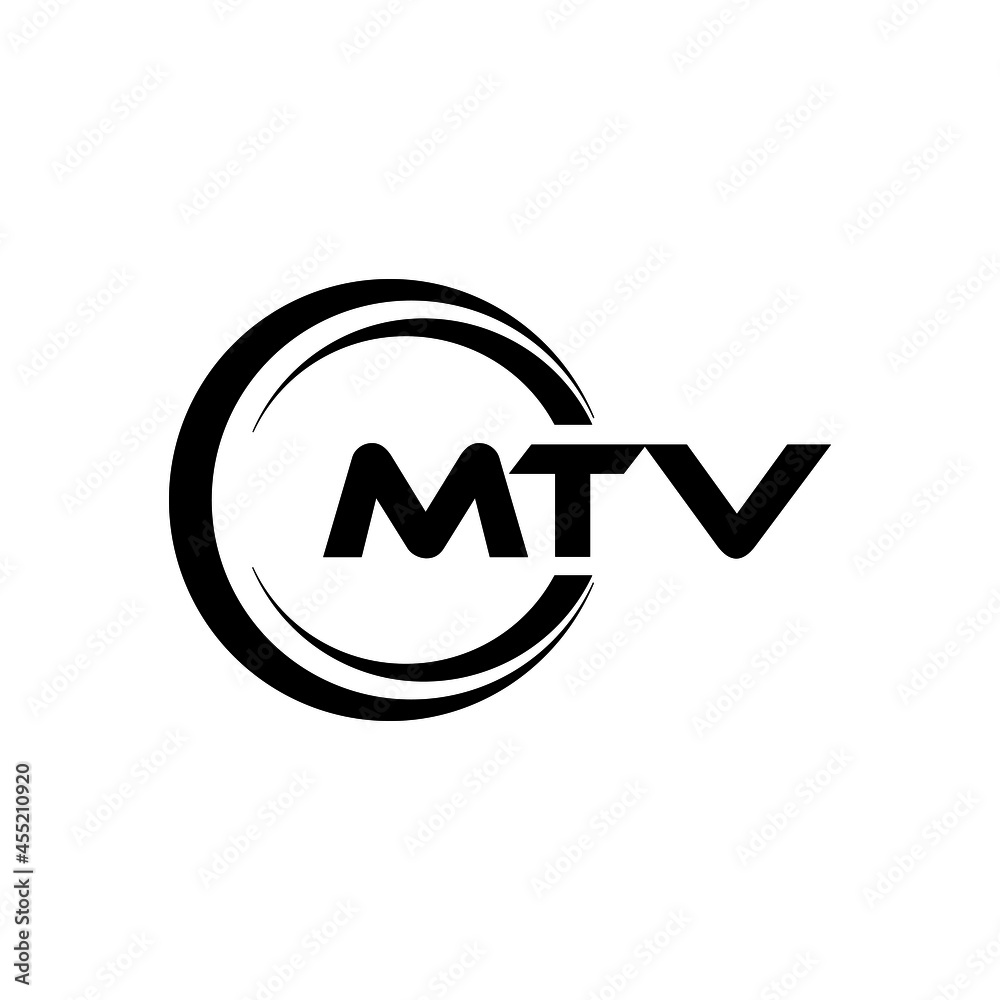 MTV letter logo design with white background in illustrator, vector ...