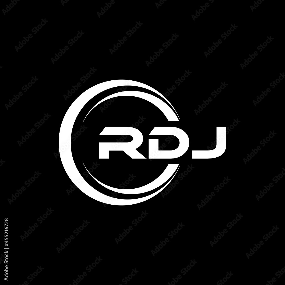 RDJ letter logo design with black background in illustrator, vector ...