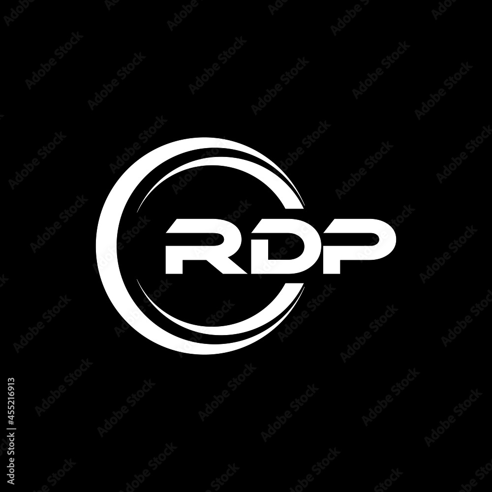 RDP letter logo design with black background in illustrator, vector logo modern alphabet font ...