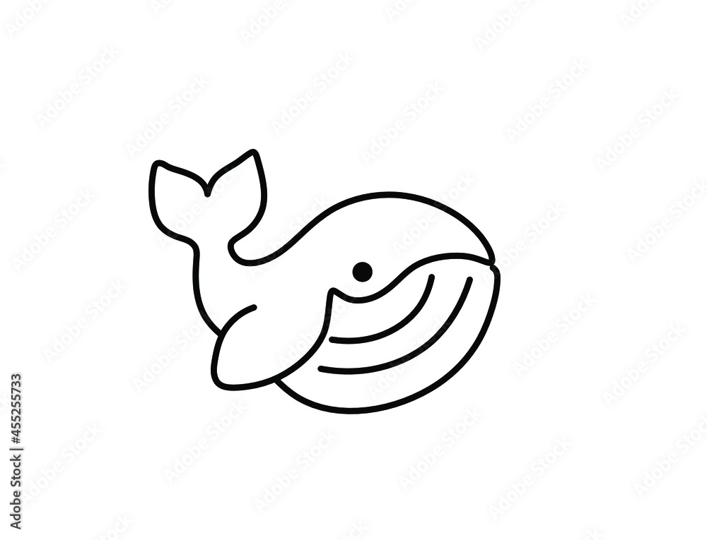 Vector isolated tiny whale line drawing. Whale icon logotype simple ...