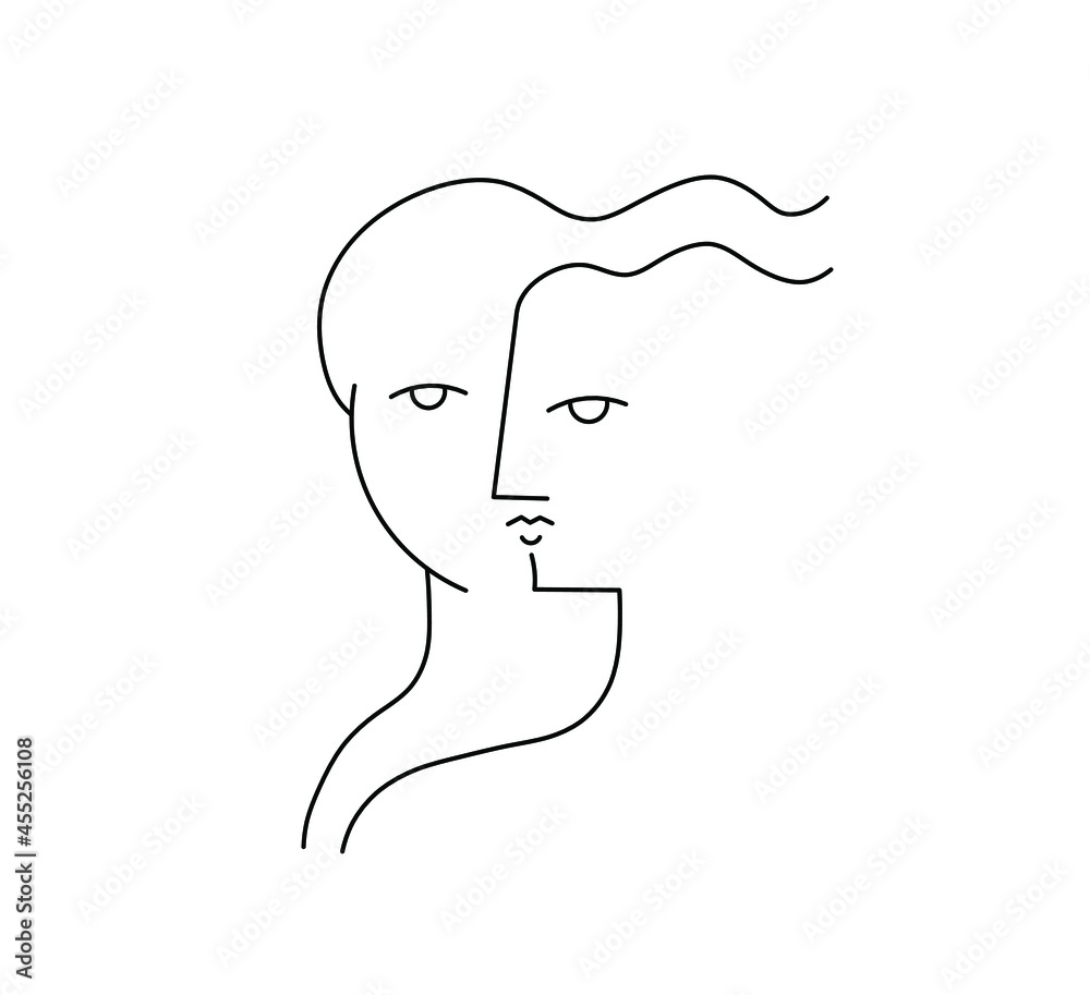 Vector isolated abstract people line drawing. Black line abstract ...