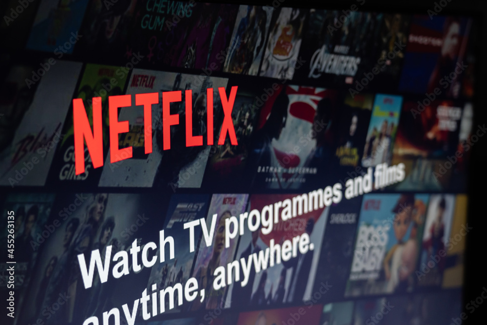View of NETFLIX logo and application on smart TV, Stock Photo | Adobe Stock