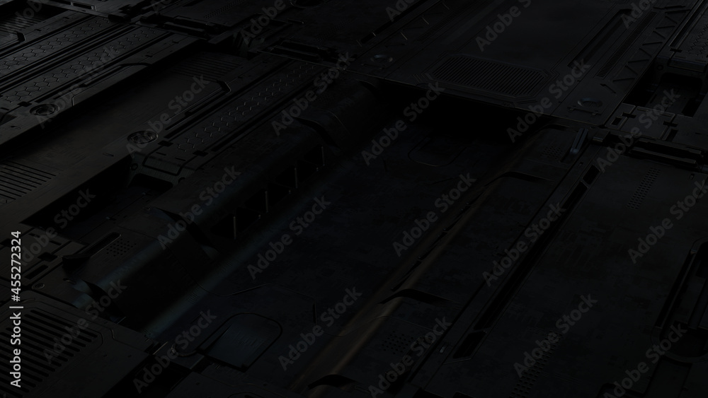 Black, Tech Background with Futuristic 3D Panels. Dark, Sci-Fi style ...