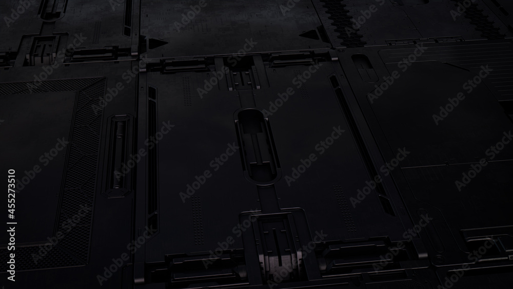 Black, Tech Wallpaper with Sci-Fi 3D Panels. Dark, Futuristic style. 3D ...