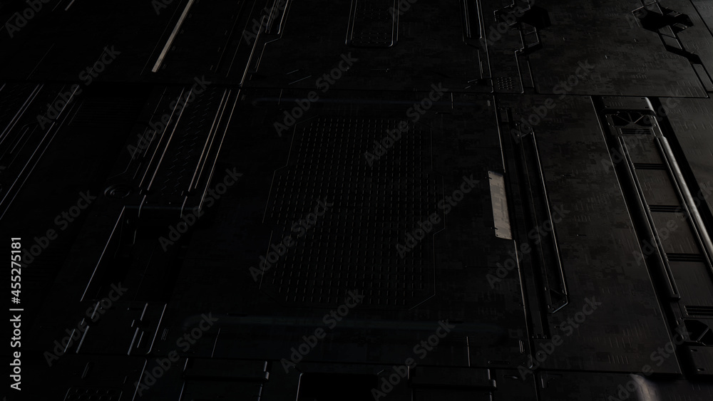 Black, Tech Wallpaper with Futuristic 3D Panels. Dark, Sci-Fi style. 3D ...