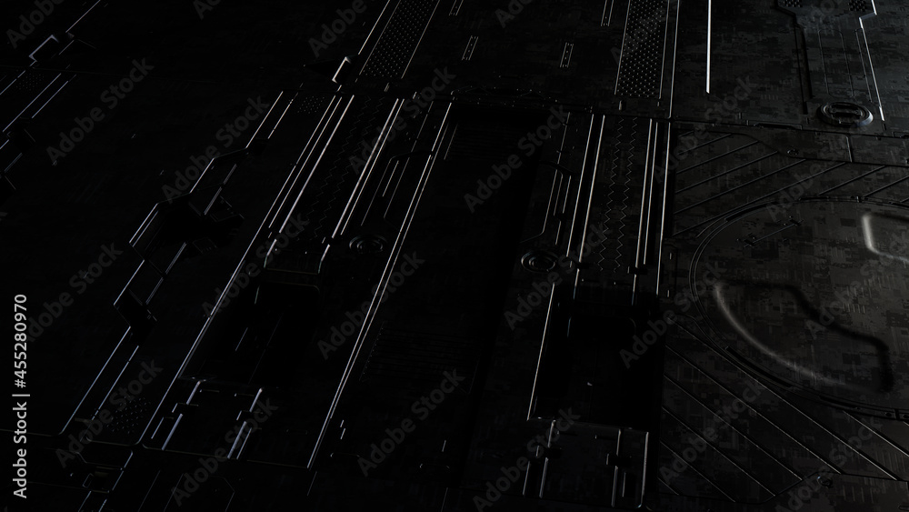 Black, Tech Wallpaper with Sci-Fi 3D Panels. Dark, Futuristic style. 3D ...