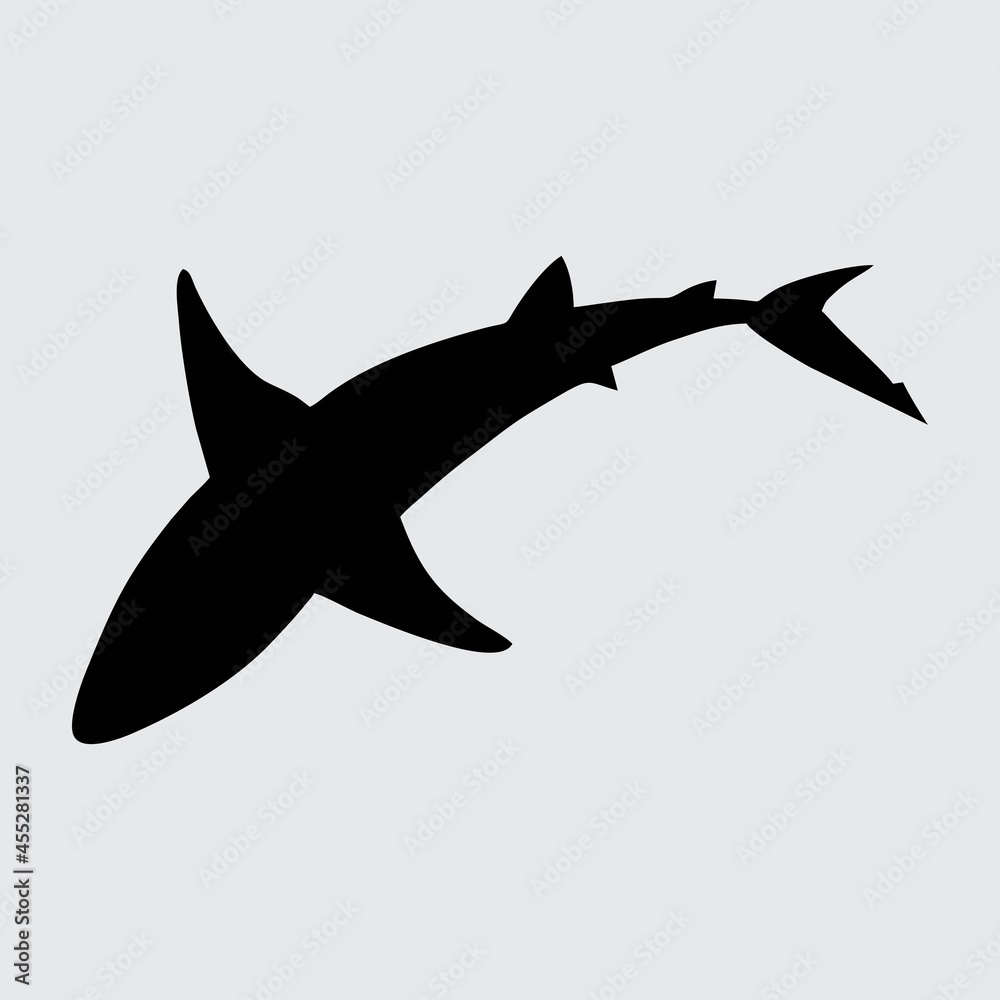Shark Silhouette, Shark Isolated On White Background Stock Vector ...