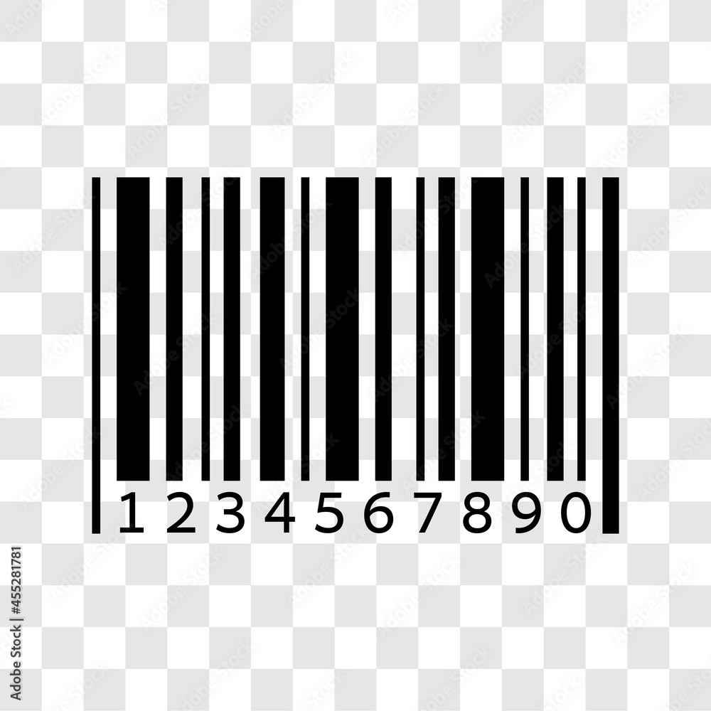 Barcode product unique identification system number icon. Black ...