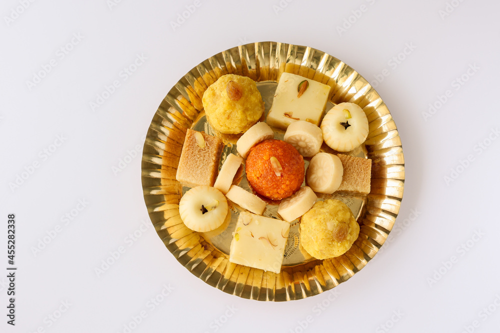 Diwali sweets Gujiya peda barfi Motichoor Laddu Indian Sweet dessert ...