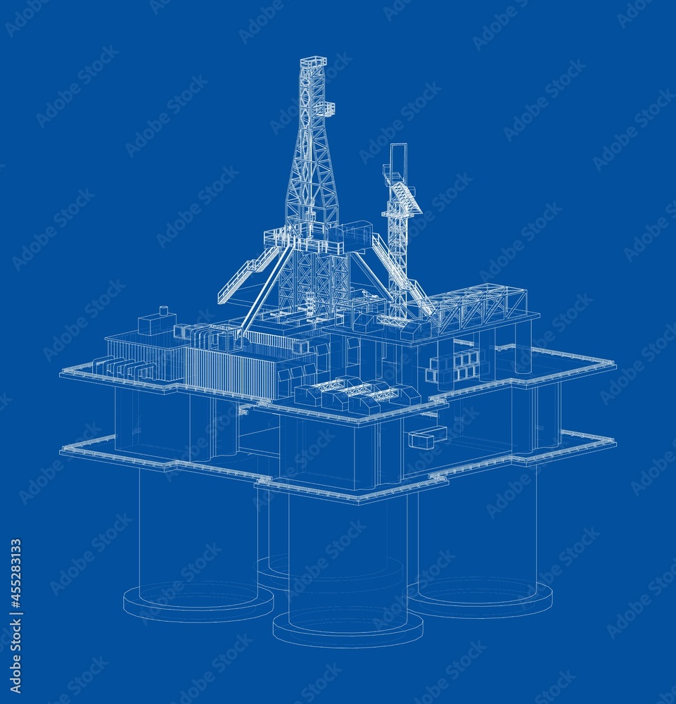 Offshore Oil Rig. Vector rendering of 3d Stock Vector | Adobe Stock