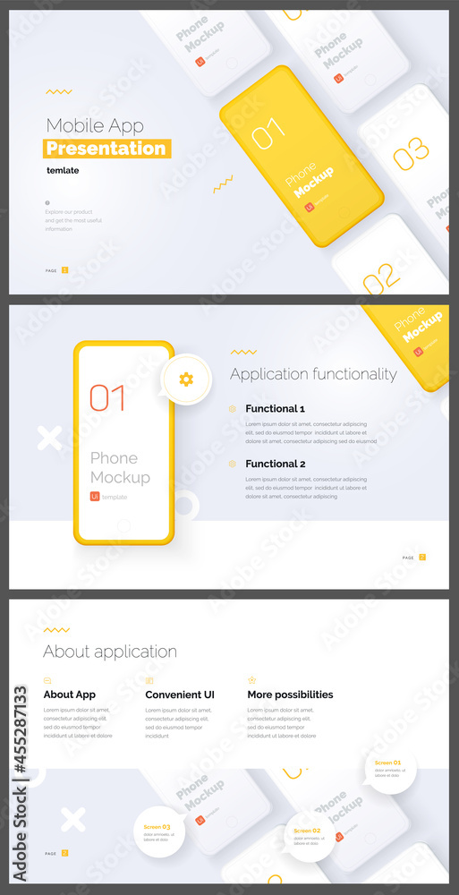 Modern presentation of a mobile application. Website template. Mobile ...