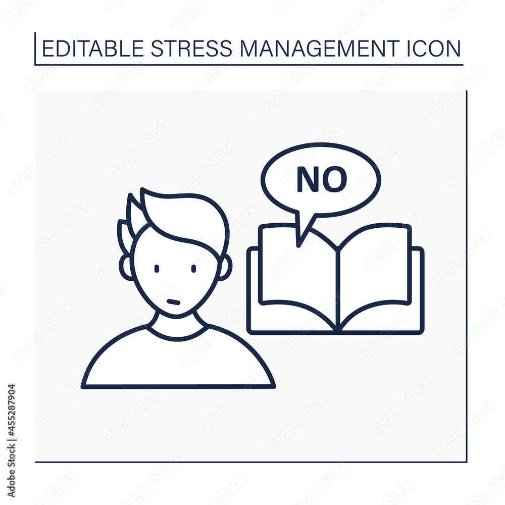 Avoid stressful situation line icon. Learn how to say no.Defending ...