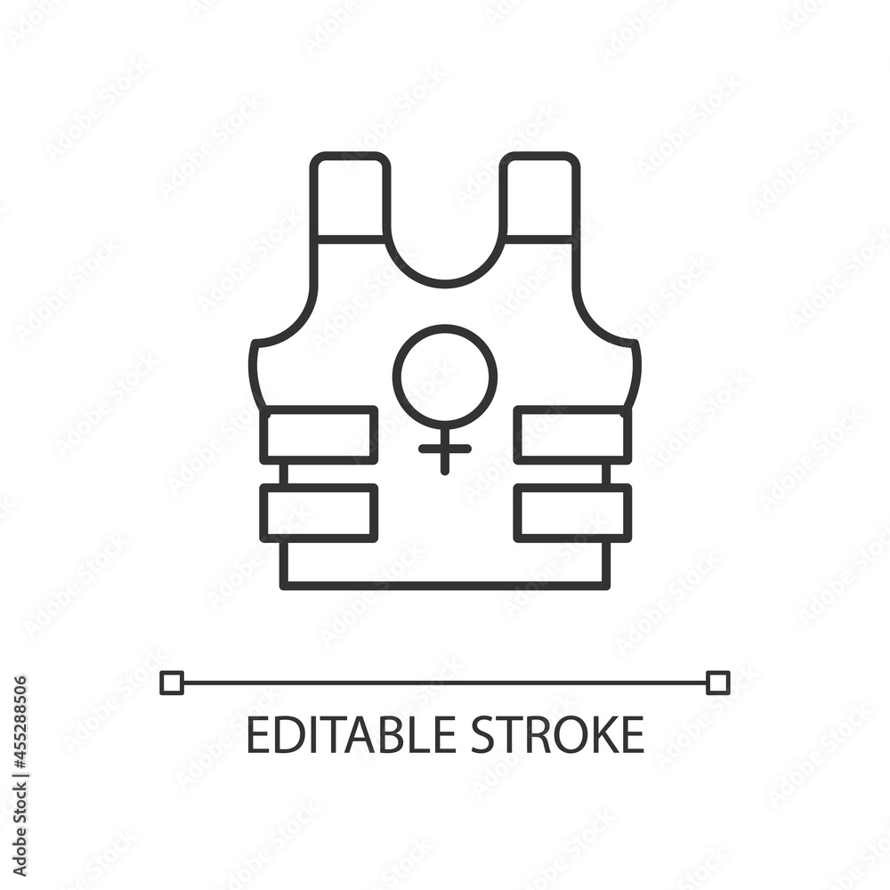 Women in military linear icon. Female soldiers. Equal opportunities ...