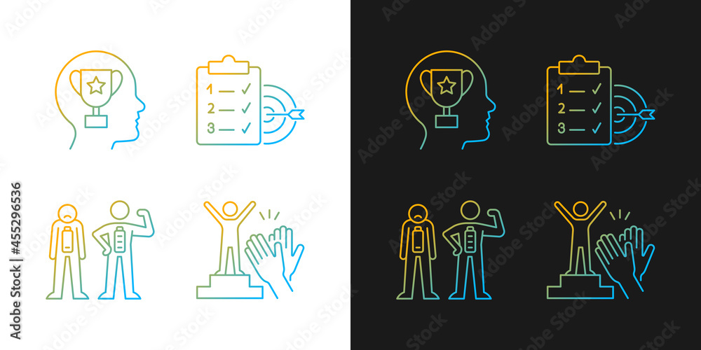 Intrinsic motivation gradient icons set for dark and light mode. Need ...