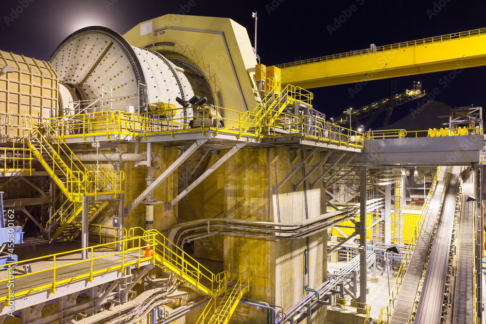 Ball mill at a Copper Mine in Chile at dawn. Stock Photo | Adobe Stock