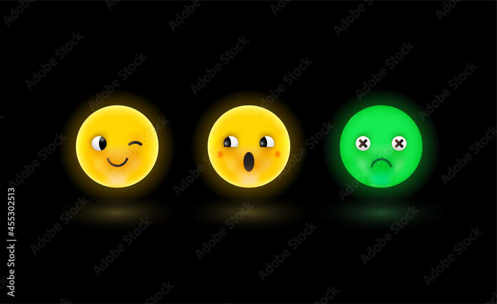 Set of Emoticons or Emoji. 3D Vector Illustration. Stock Vector | Adobe ...