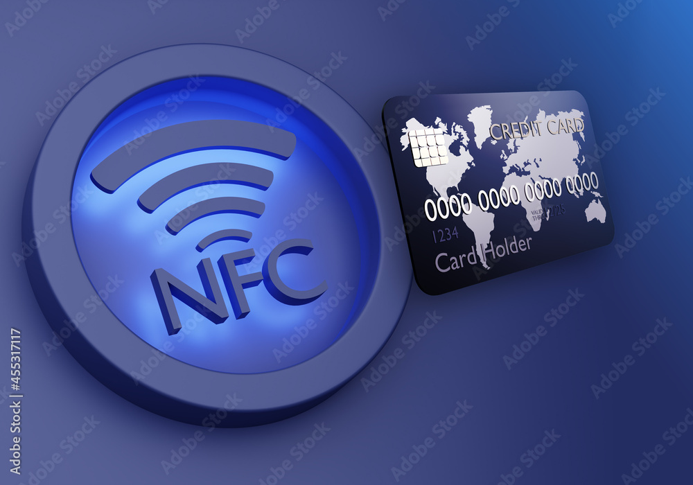 Payments using NFC technology. Near field communication logo. NFC ...