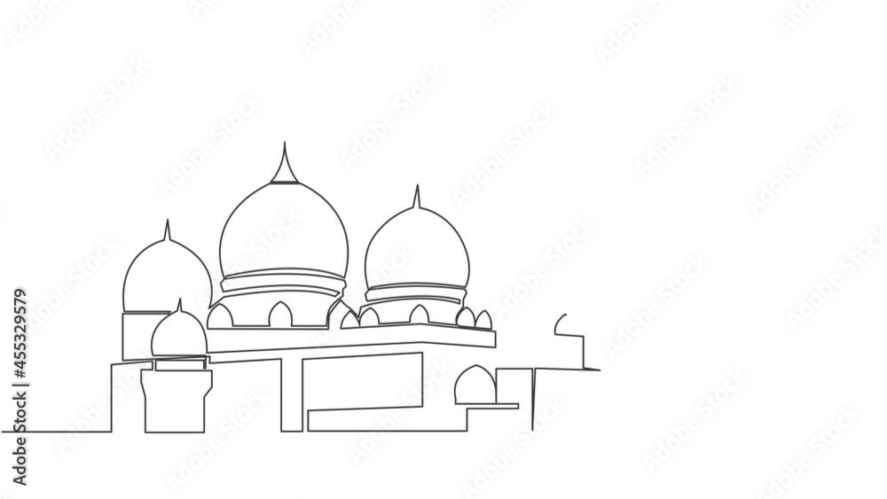 Self drawing animation of one single line draw Islamic historical dome ...