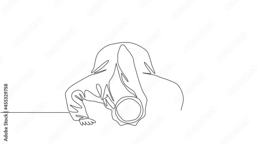 Animated self drawing of single continuous line draw muslim person ...