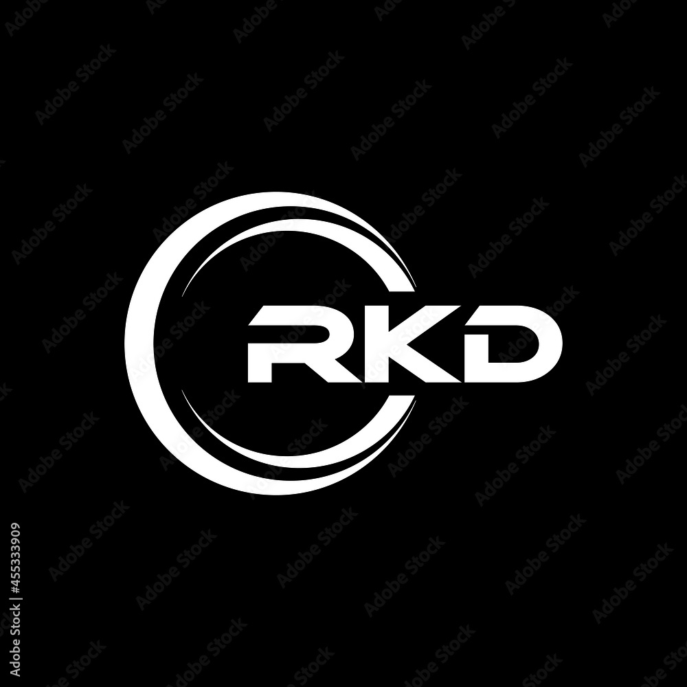 Vecteur Stock RKD letter logo design with black background in ...