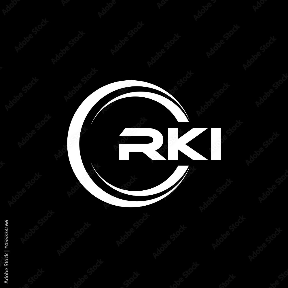 RKI letter logo design with black background in illustrator, vector ...