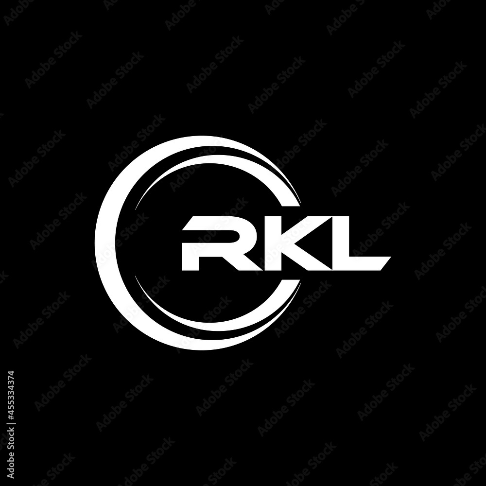 RKL letter logo design with black background in illustrator, vector ...
