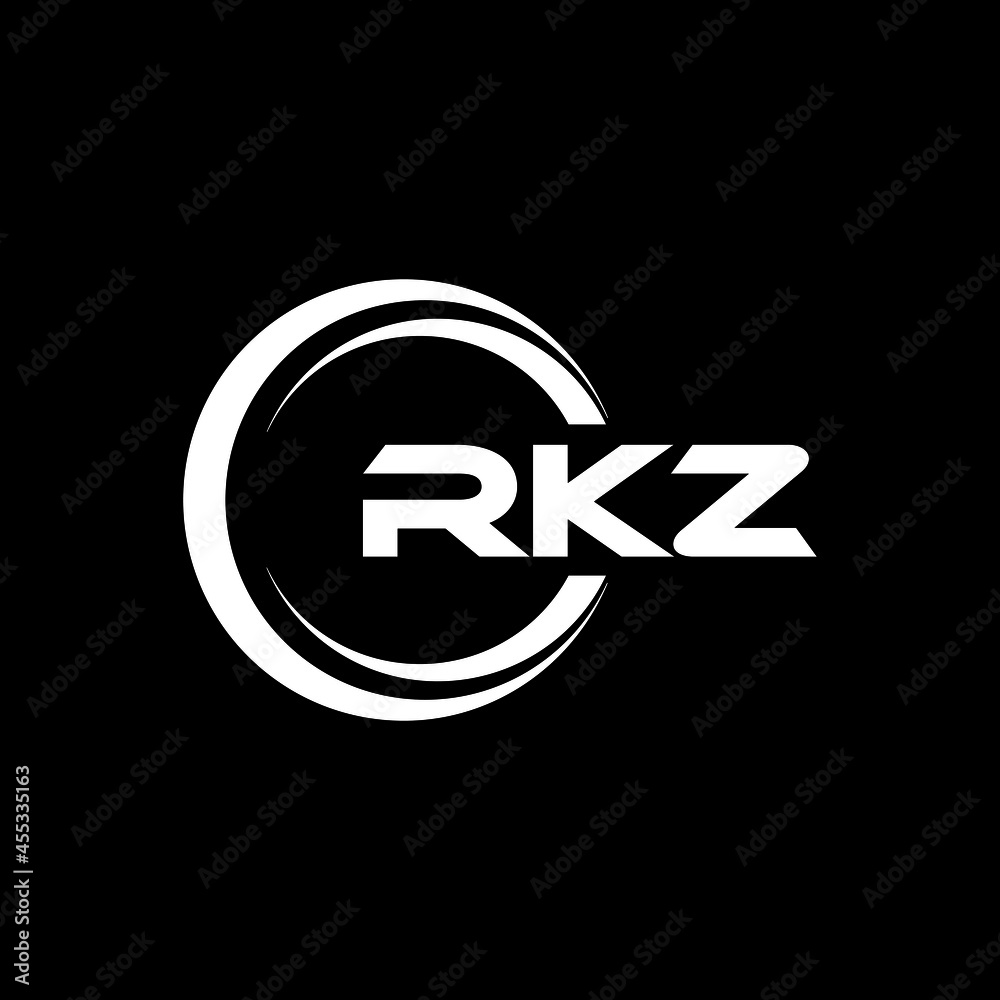 Vecteur Stock RKZ letter logo design with black background in ...