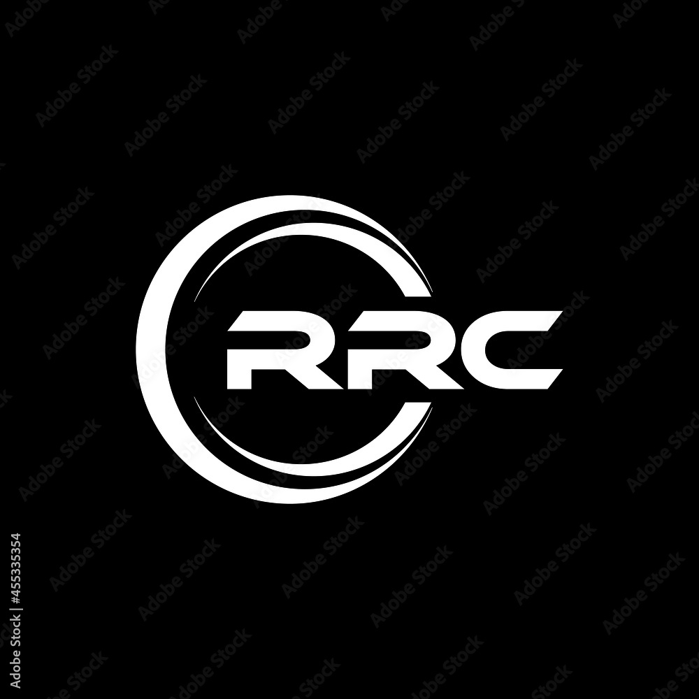 RRC letter logo design with black background in illustrator, vector ...