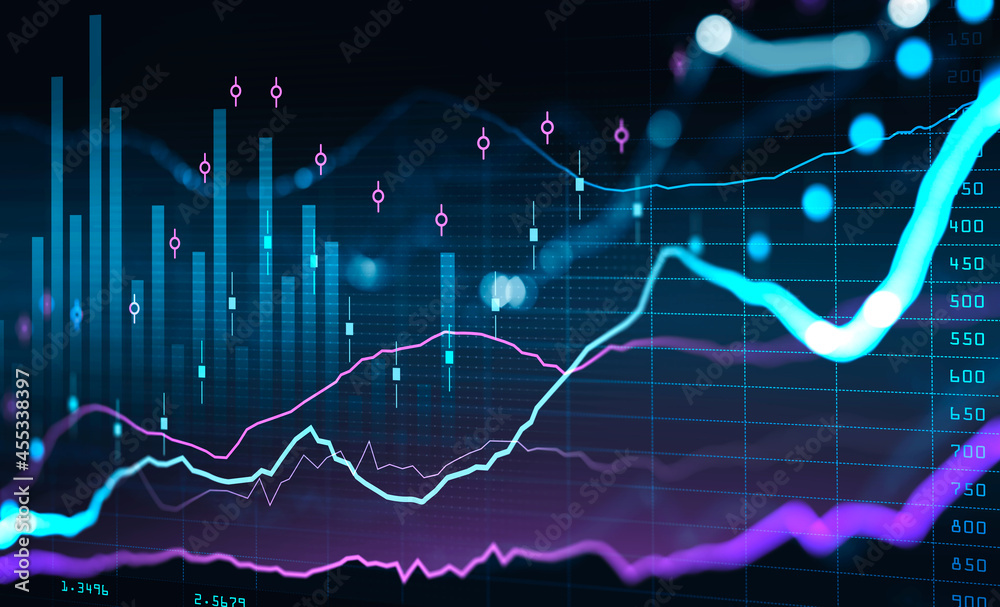 Financial chart and rising graph with lines and number Stock Photo ...
