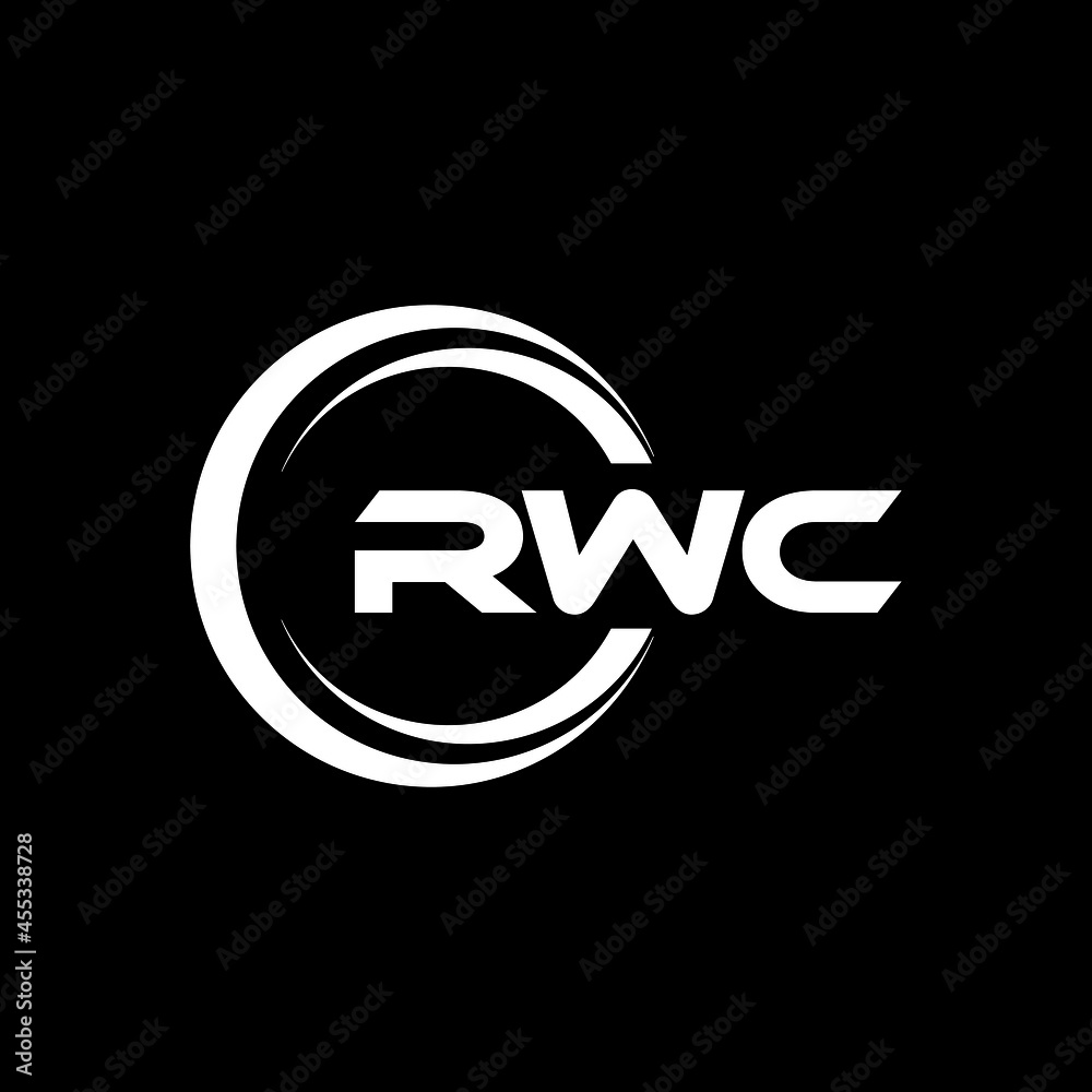 RWC letter logo design with black background in illustrator, vector ...